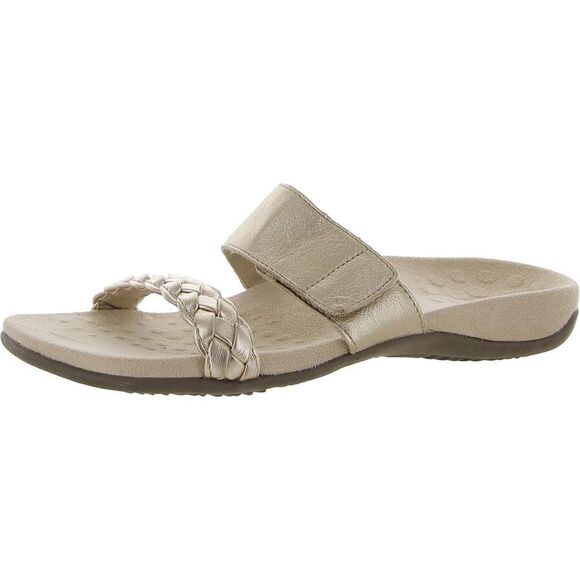 Vionic | Shoes | Vionic Womens Jeanne Gold Pebbled Leather Slide ...